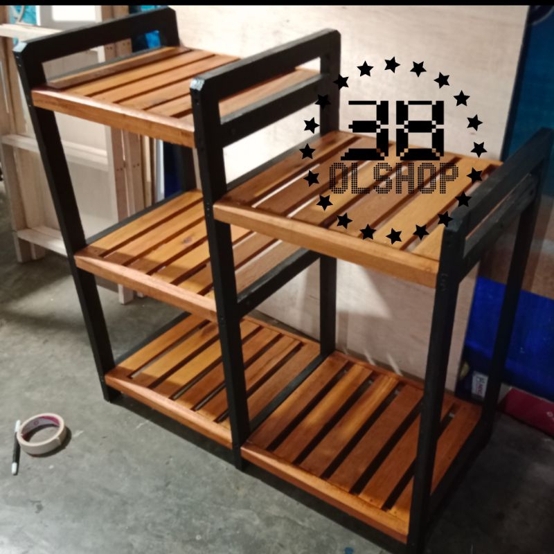 Jual Rak Meja Kayu Serbaguna minimalis Penyimpanan Dispenser, magicom ...