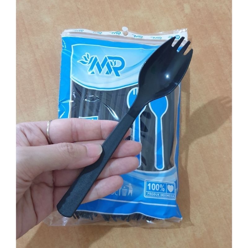 Jual Sendok Plastik 2 in 1 / Sendok Garpu Plastik 2 in 1 isi 25 pcs ...