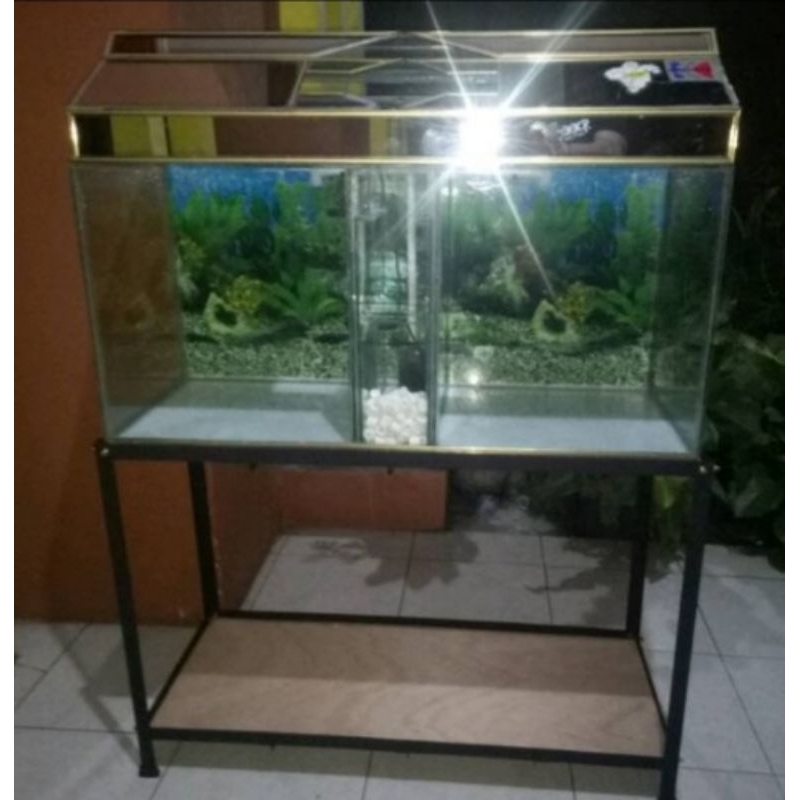 Jual rak aquarium 2 susun 60x40 besi siku bongkar pasang | Shopee Indonesia