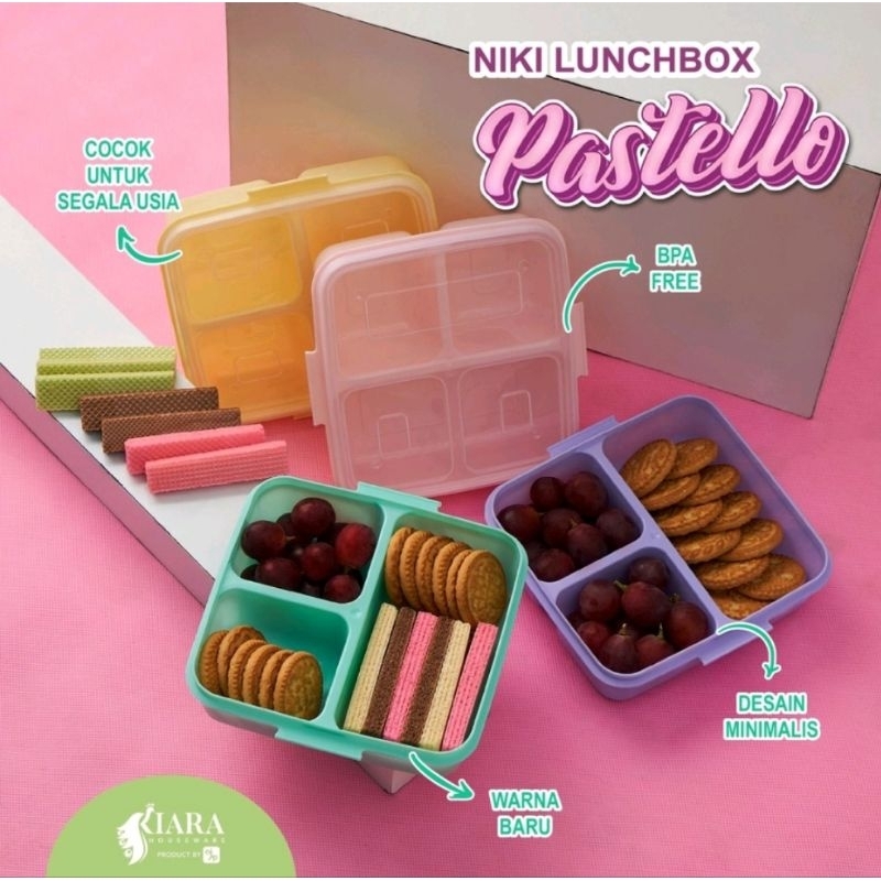 Jual Kotak makan Niki Lunch Box sekat 3 Food Grade 900ml | Shopee Indonesia