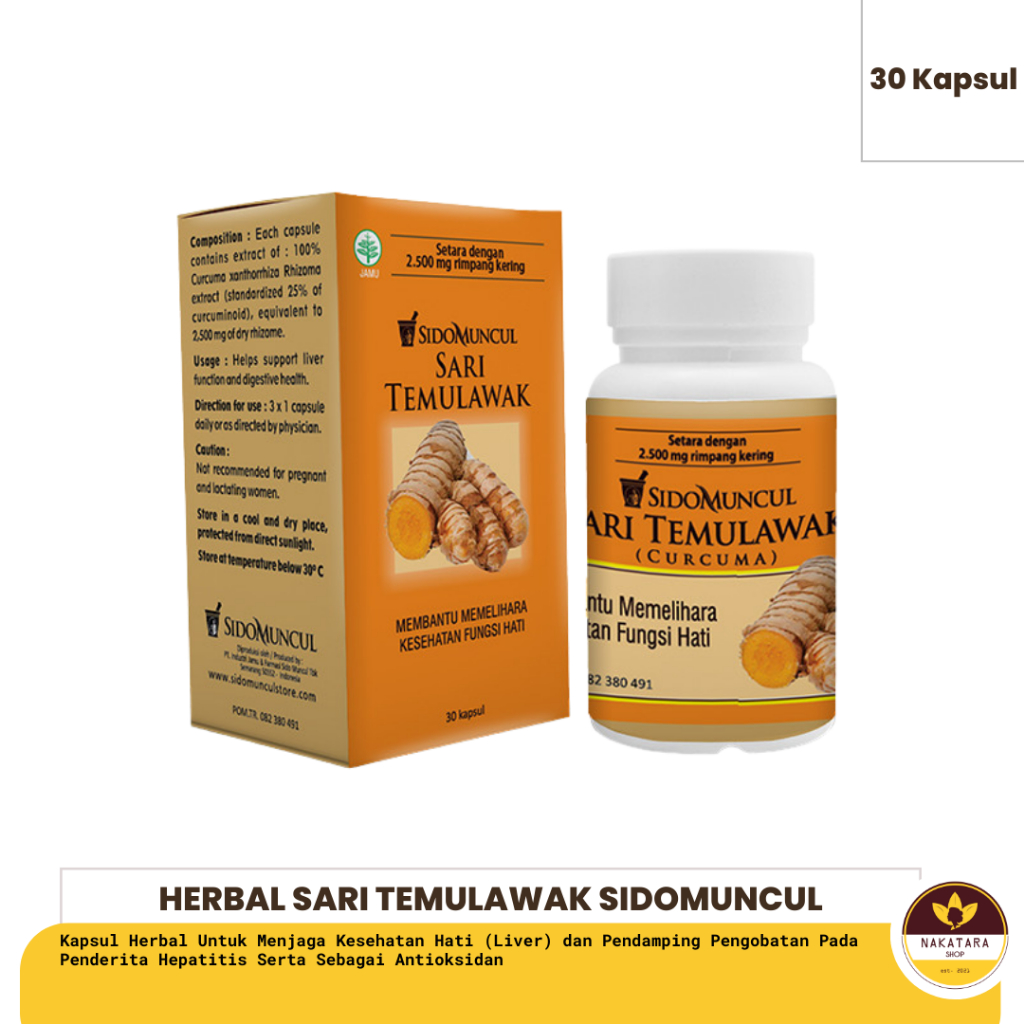 Jual SARI TEMULAWAK CURCUMA SIDO MUNCUL ISI 30 KAPSUL | Shopee Indonesia