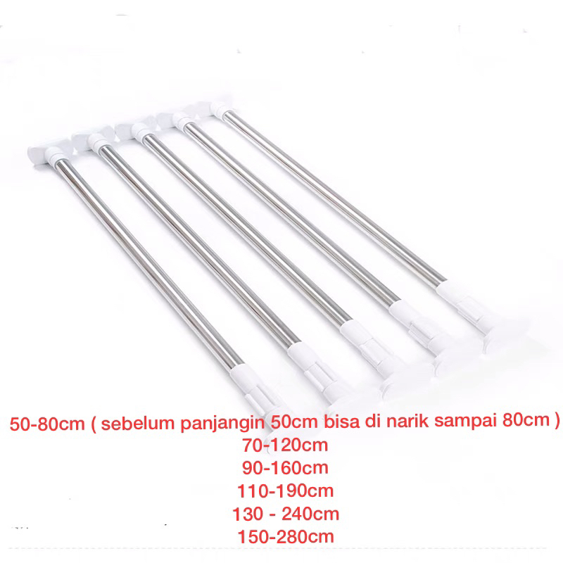 Jual TIANG PIPA TONGKAT STAINLIST FLEKSIBEL 50CM-420CM TANPA PAKU ...