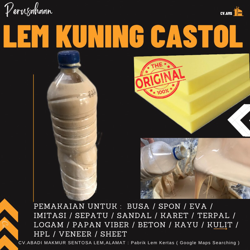 Jual LEM KUNING CASTOL LEM KARET / SANDAL / IMITASI 100% REKAT TAHAN ...