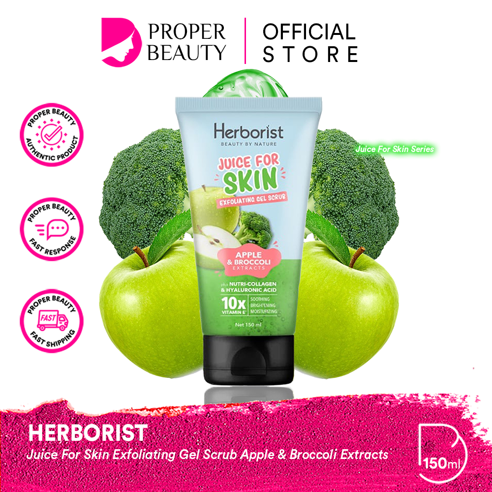 Jual HERBORIST Juice For Skin Exfoliating Gel Scrub Apple & Broccoli ...