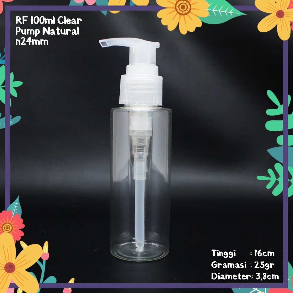 Jual BOTOL PLASTIK RF 100ML CLEAR TUTUP PUMP NATURAL N24 IMPORT MURAH ...