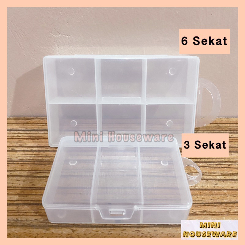 Jual Kotak Plastik Mini 3 Sekat / Kotak Plastik Mini 6 Sekat / Kotak ...