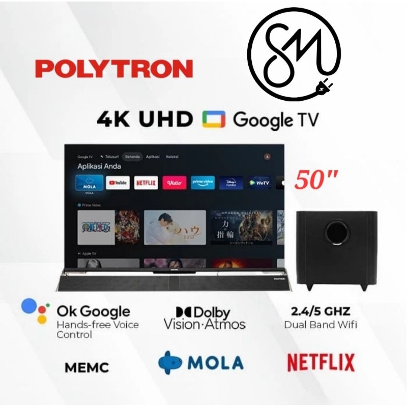 Jual LED TV Polytron PLD 50BUG5959 Android Smart soundbar 50 inch UHD ...