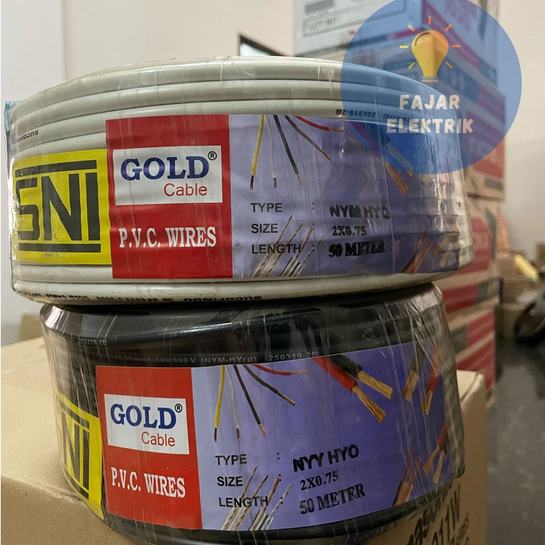 Jual KABEL LISTRIK 2X0,75 MM GOLD (1 ROLL/ 50 METER) | Shopee Indonesia