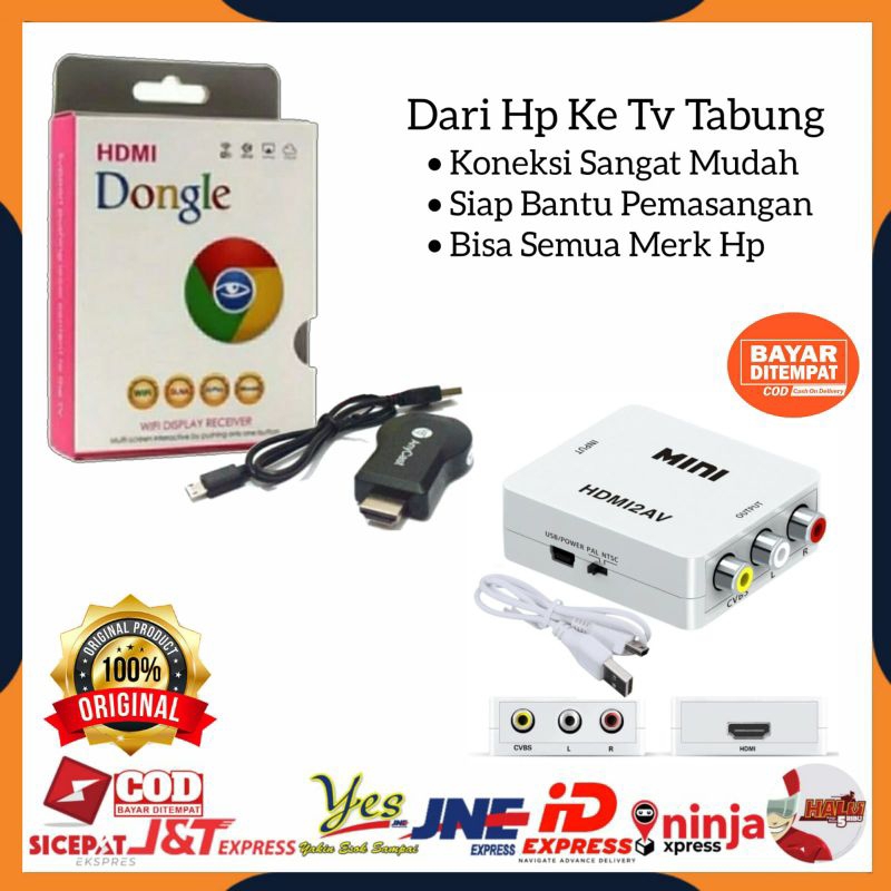 Jual [COD] PAKET ANYCASH DONGEL DARI HP KE TV TABUNG / ANYCAST DONGLE ...
