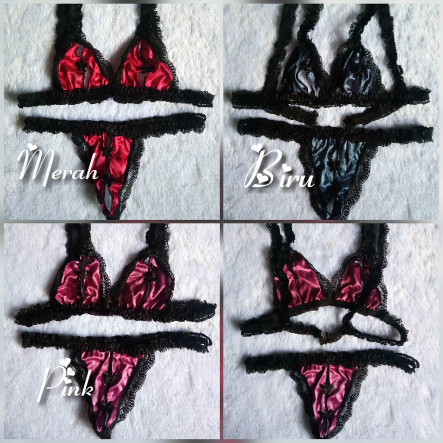 Jual Bra Set Renda Belah Tengah ( Bra + Celana G String ) | Shopee ...
