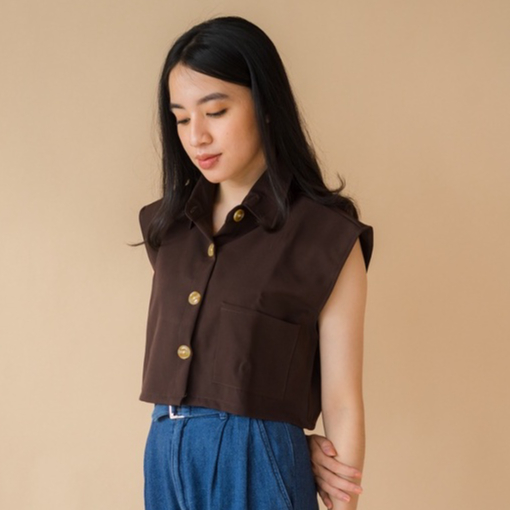 Jual Dalmi - Bianca Shirt | Kemeja Wanita Tanpa Lengan Basic | Shopee ...