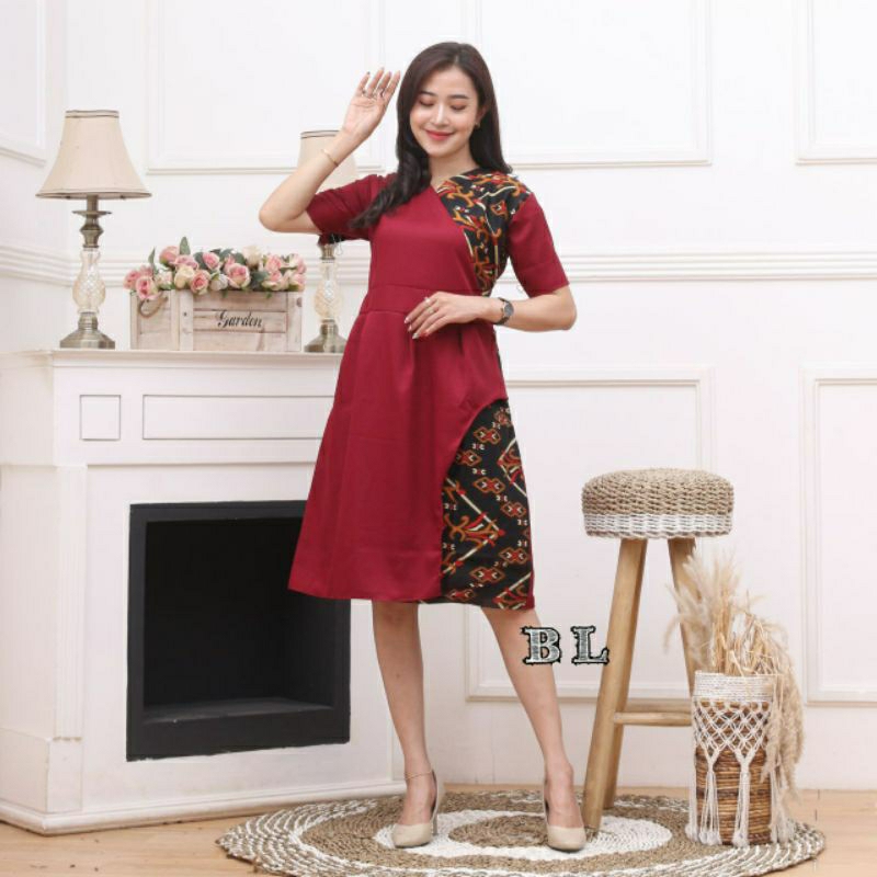 Jual DRESS BATIK | DRESS BATIK KOMBINASI | DRESS TERBARU | DRESS ...