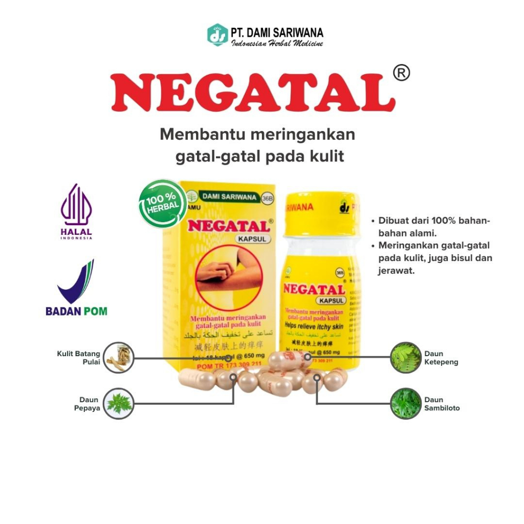 Jual Herbal NEGATAL 18 Kapsul Membantu Meringankan Gatal-Gatal Pada ...