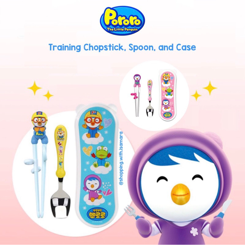Jual Pororo and Petty Training Chopstick, Spoon and Case / Sumpit ...