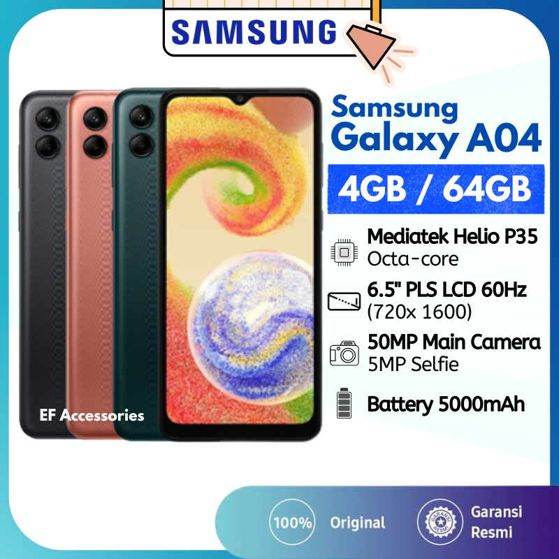 Jual Samsung Galaxy A04 4/64 GB 50MP Dual Rear Camera 5MP Selfie 6.5" Display Baterai 5000mAh ...