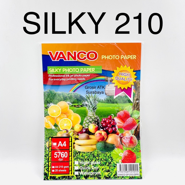 Jual KERTAS FOTO SILKY VANCO 210 GR / Silky Photo Paper VANCO A4 210 Gram Tebel Tebal Bagus ...