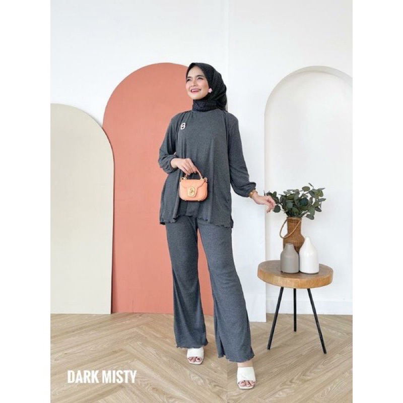 Jual KNIT SET STELAN RAJUT RIB CURLY KNIT POLOS CANTIK GROSIR MURAH ...