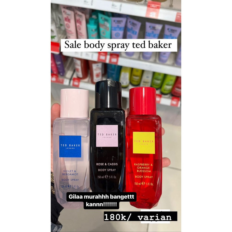 Jual ted baker body spray originall 100% &fresh from bkk | Shopee Indonesia