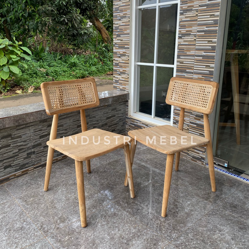 Jual Kursi Cafe Retro Scandinavian Jati Rotan - Kursi Makan Cafe Resto Minimalis Modern - Kusi ...