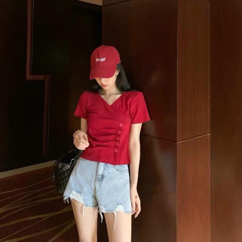 Jual ATASAN LA DRESS MODEL V NECK VARIASI KANCING SAMPING IMPORT ...