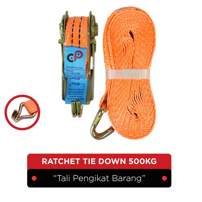 Jual Ratchet Tie Down 500KG x 5M |Cargo Lashing Belt | Tali Pengikat ...