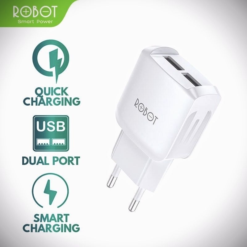 Jual ROBOT 2.4A SMART CHARGING ADAPTOR CHARGER DUAL PORT USB QUICK ...