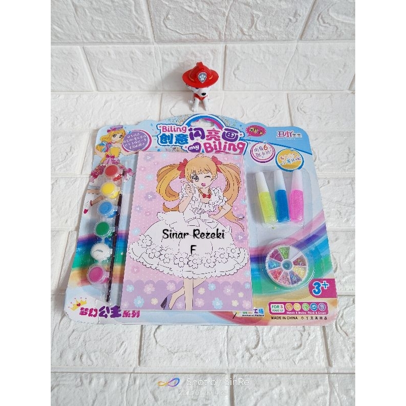 Jual 1 set!! Mainan melukis anak/melukis cat air manik manik glitter ...