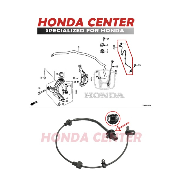 Jual Sensor Kabel Abs Rem Depan Kiri Honda Hrv 2015 2016 2017 2018 2019 ...