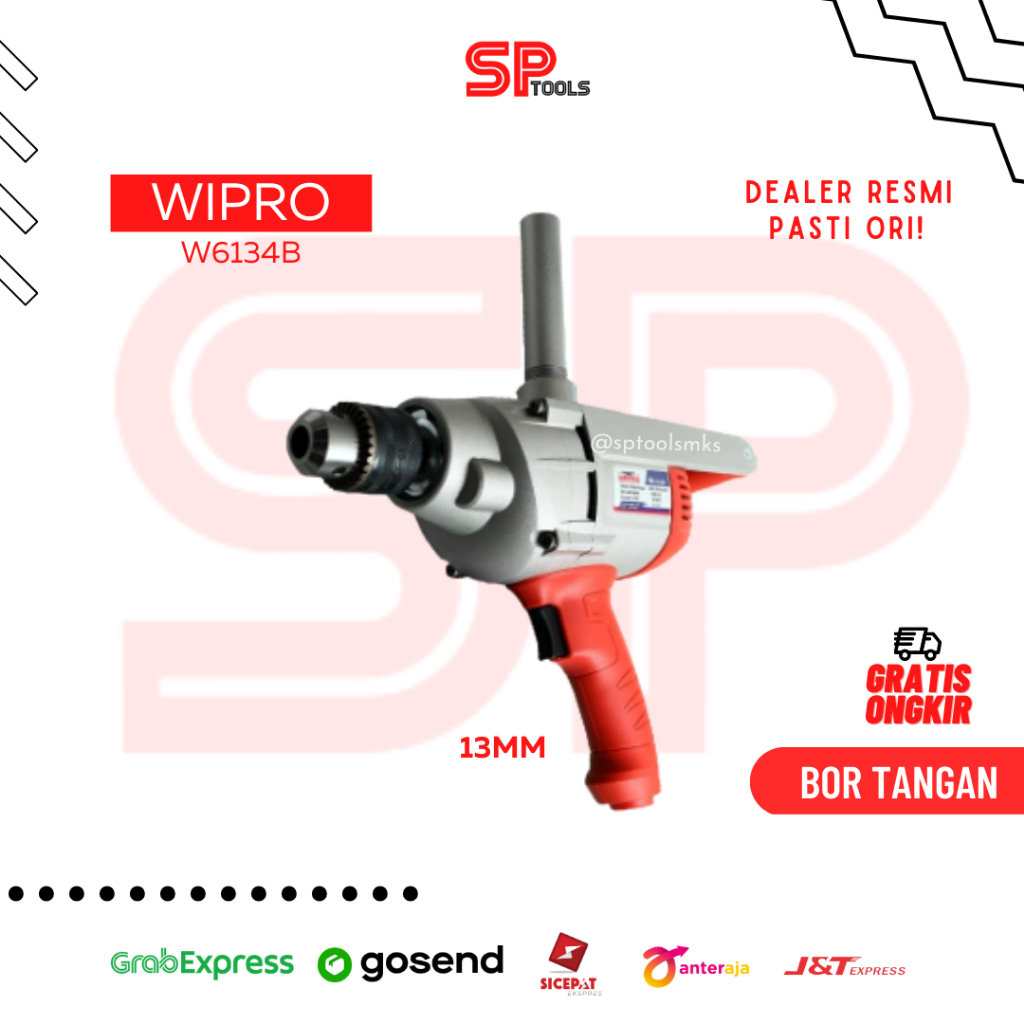 Jual MESIN BOR LISTRIK KAYU / BESI 13MM 13 MM 2 TANGAN WIPRO W6134B ...