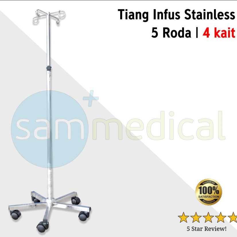 Jual Lokal Tiang Infus + 5 roda full Stainless- 4 kait | Shopee Indonesia