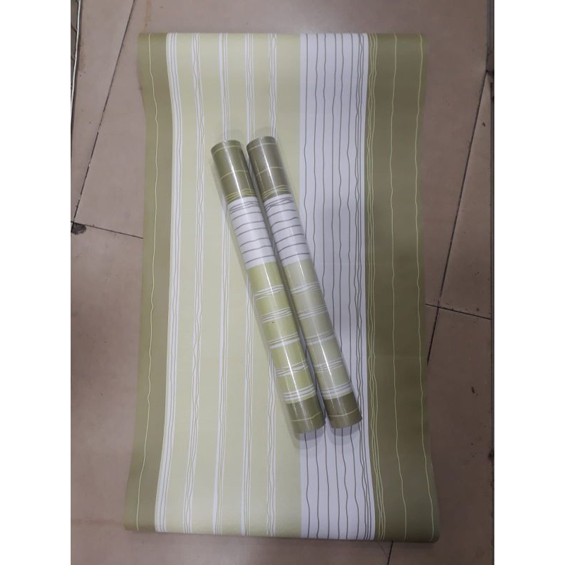 Jual wallpaper dinding motif salur hijau kombinasi | Shopee Indonesia