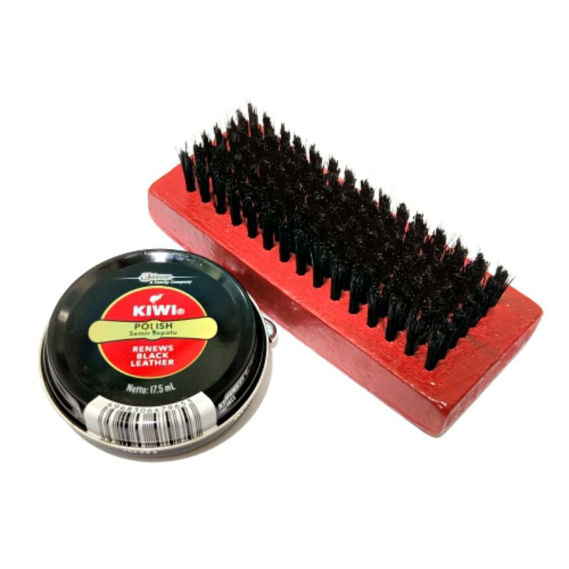 Jual [ERA] Semir Sepatu Kiwi shoe Polish Besar 45ml 17,5ml Lengkap + Sikat semir | Shopee Indonesia