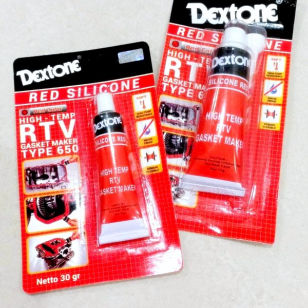 Jual Lem Kaca Lem Silicone Red Silicone DEXTONE Hi-Temp RTV 30gr ...