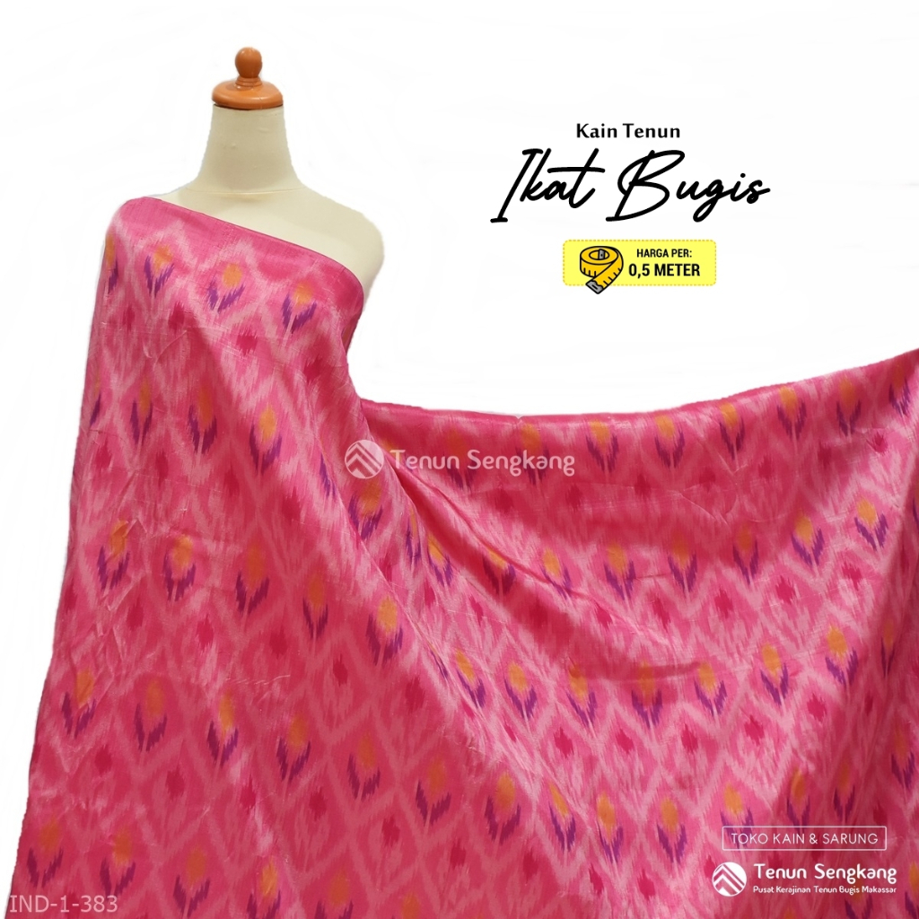 Jual Kain Tenun Ikat Sutra Bugis Makassar Pink - Tenun Sengkang IND-1-383 (Harga per 0,5 Meter ...