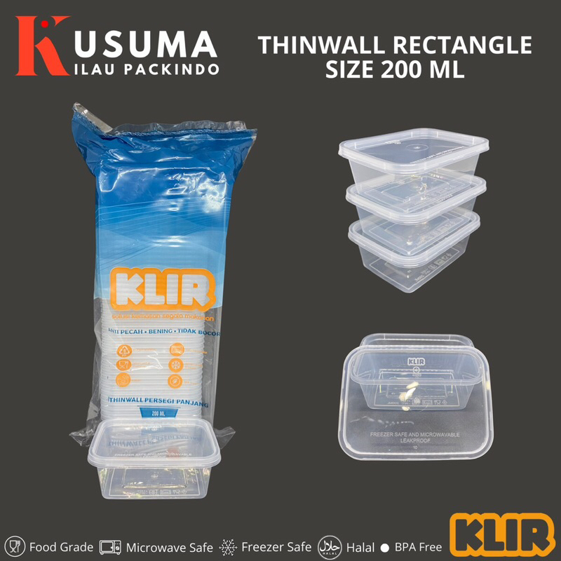 Jual Klir Thinwall Rectangle 200ml 250ml 300ml Persegi Panjang Isi