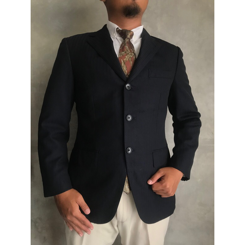 Jual JAS BLAZER PRIA FORMAL KANCING satu dua slimfit | Blazer stripe ...