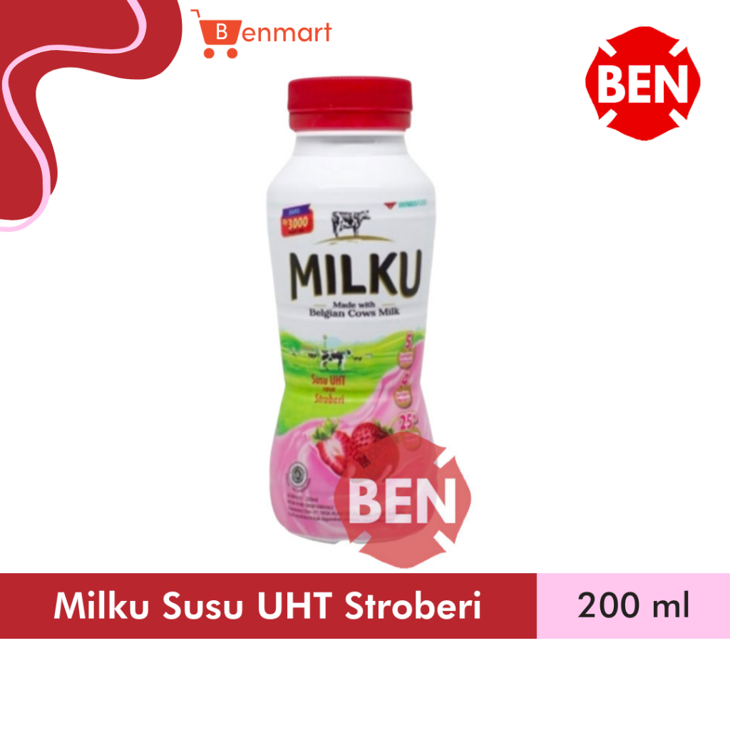 Jual Milku Susu UHT Stroberi 200ml 200 ml - Strawberry Milk Botol Dus ...