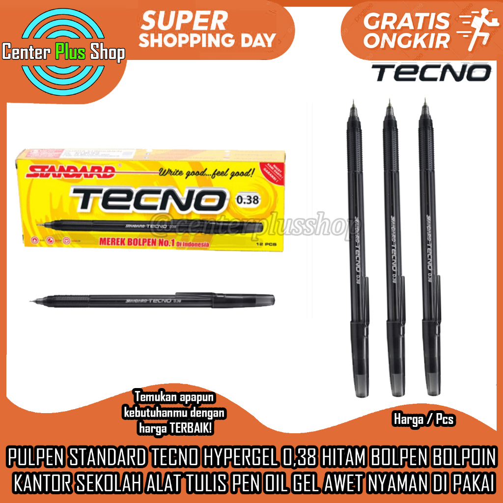 Jual PULPEN STANDARD TECNO HYPERGEL 0,38 HITAM BOLPEN GROSIR PER PCS ...