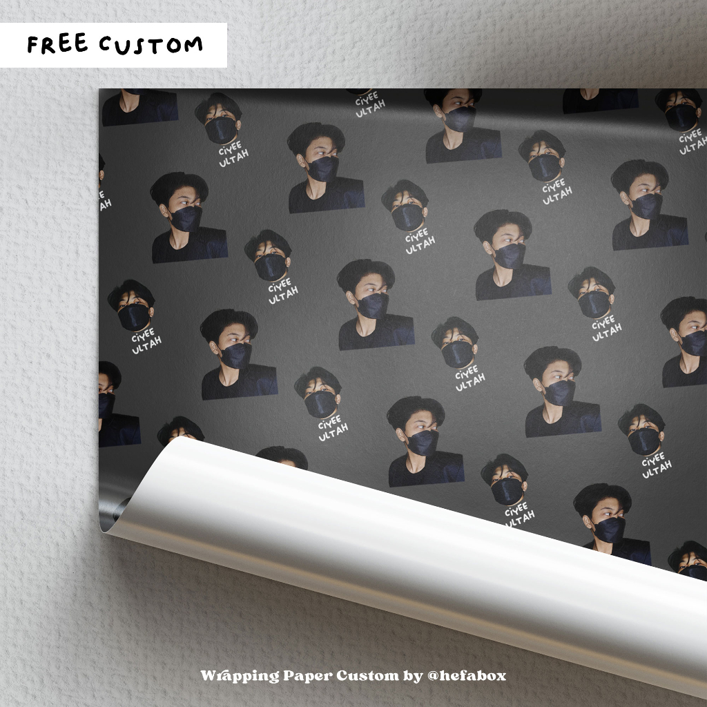 Jual Kertas Kado Custom Pattern Foto / Wrapping Paper Custom Hefabox ...