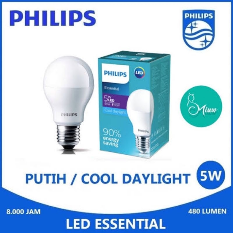 Jual Philips LED Essential 5w Lampu.Philips LED bulb 5watt/putih ...
