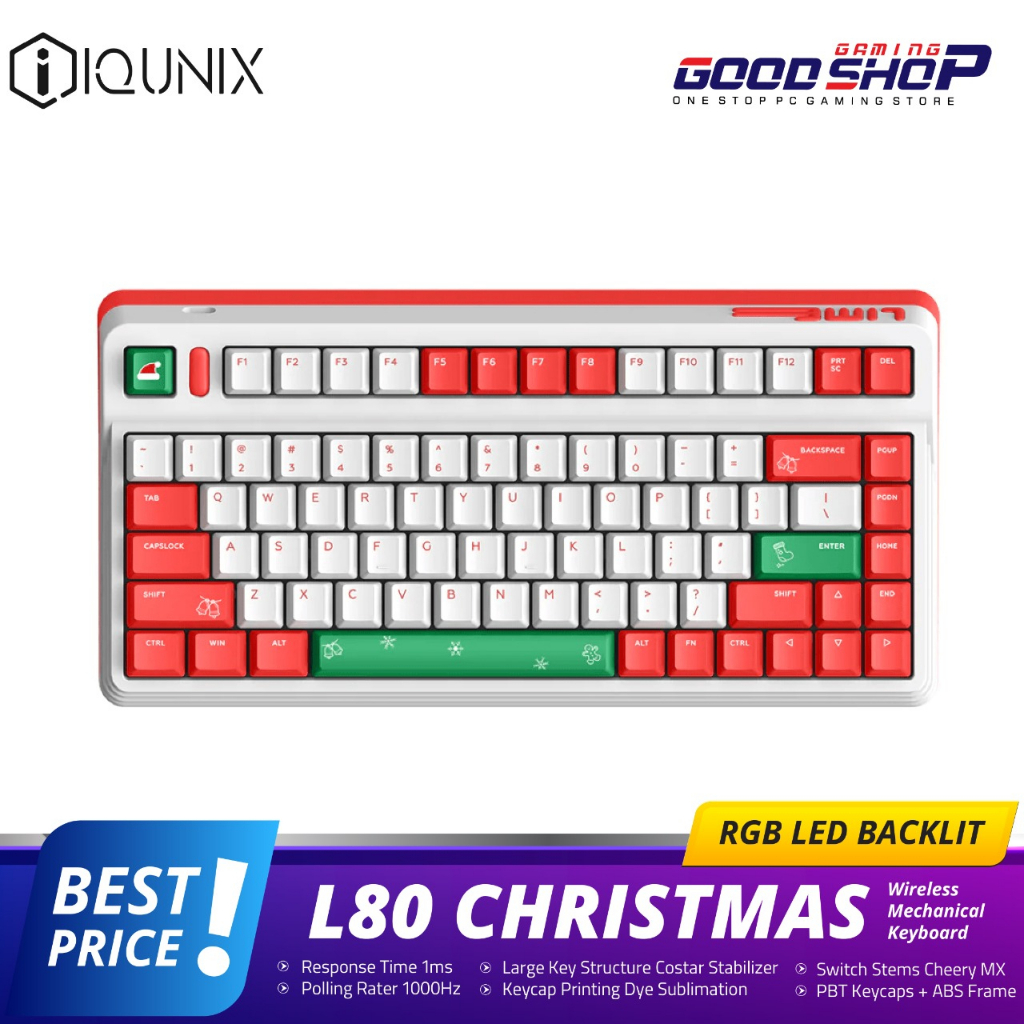 Jual IQUNIX L80 Christmas Wireless Mechanical Keyboard RGB LED Backlit ...