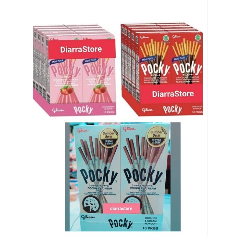 Jual Pocky 1 Box (isi 10) Glico Mini Stick Coklat 22gr / Strawberry ...