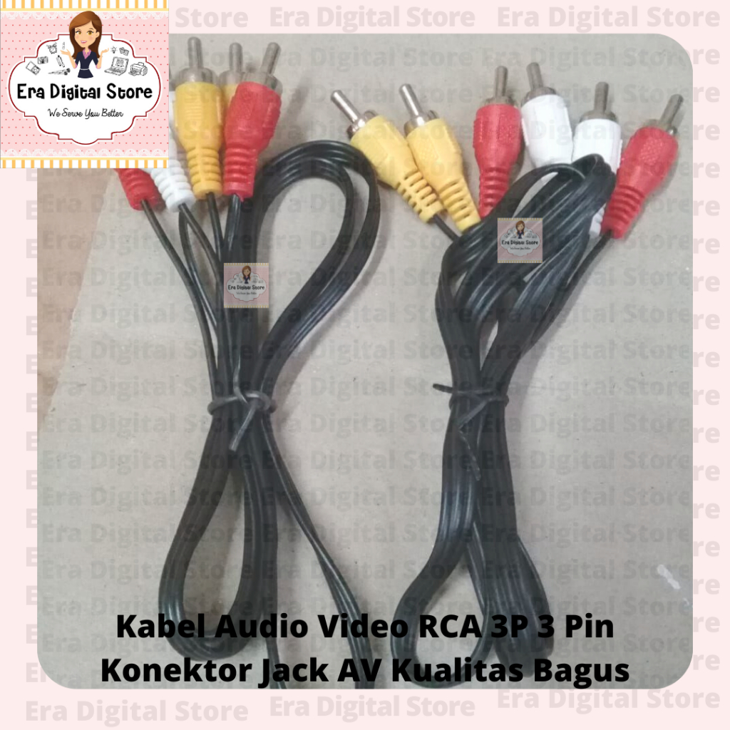 Jual Kabel Audio Video RCA 3P 3 Pin Konektor Jack AV Eks STB | Shopee Indonesia