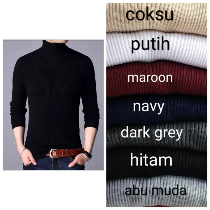Jual Sweater rajut pria/Sweater Rajut Turtleneck Pria Slimfit Daleman ...
