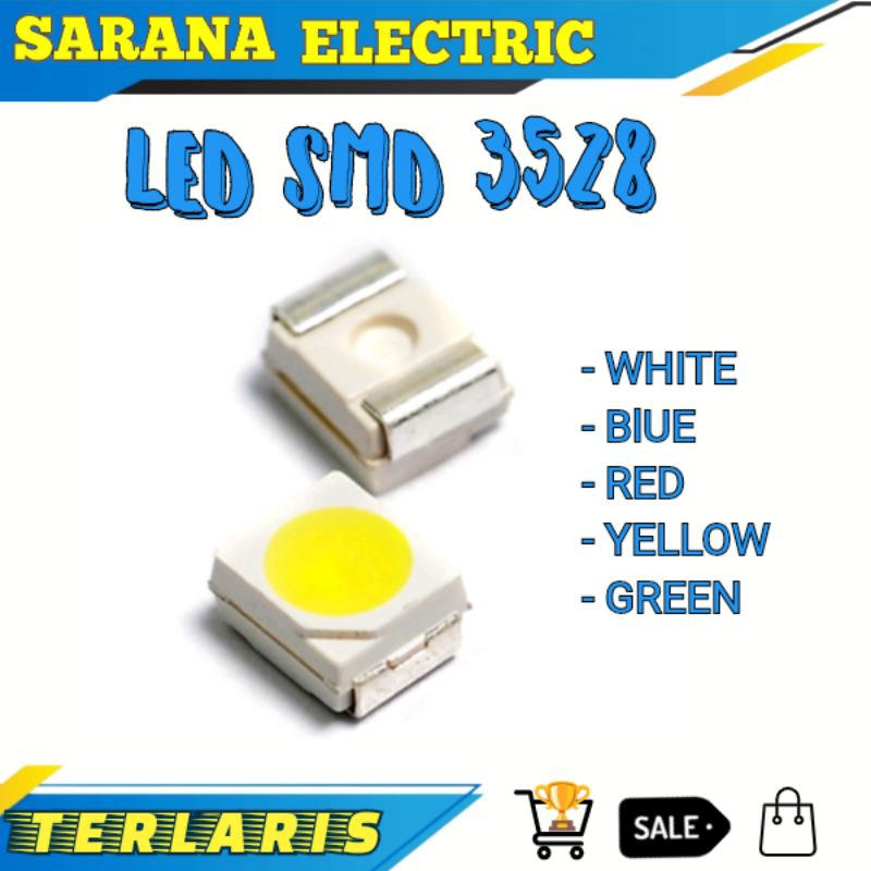 Jual LED 3528 SMD CHIP WARNA BIRU PUTIH MERAH KUNING HIJAU LAMPU DIODA ...