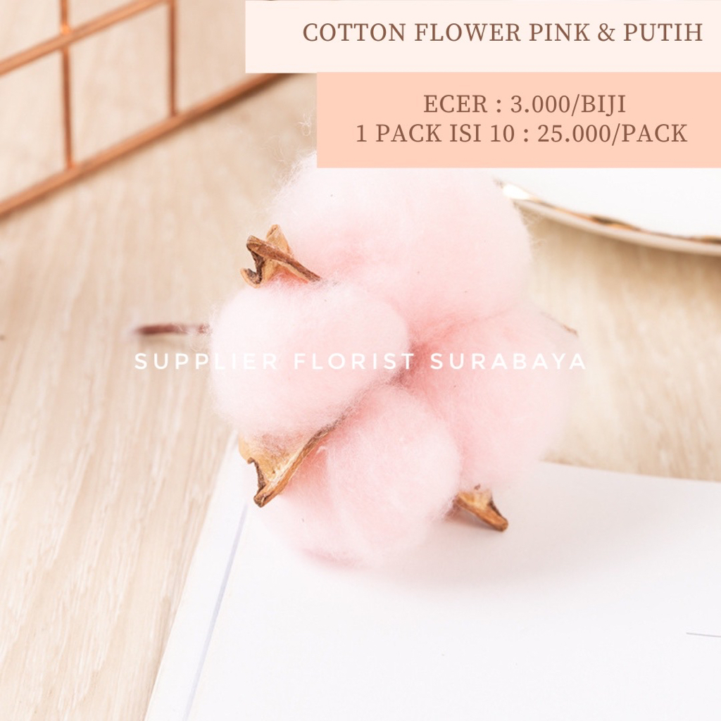 Jual KEPALA COTTON FLOWER TANPA TANGKAI BUNGA PALSU ARTIFICIAL FLOWER ...
