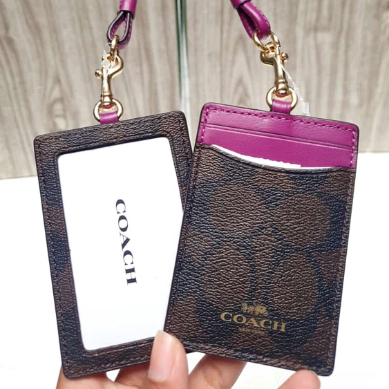 Jual Name Tag Coach Lanyard Id Card Case in Signature - 100% Original ...