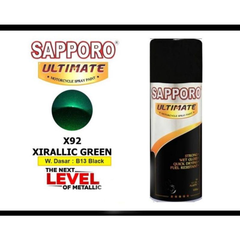 Jual SAPPORO ULTIMATE X92 XIRALLIC GREEN CAT SEMPROT SPRAY PAINT WARNA ...