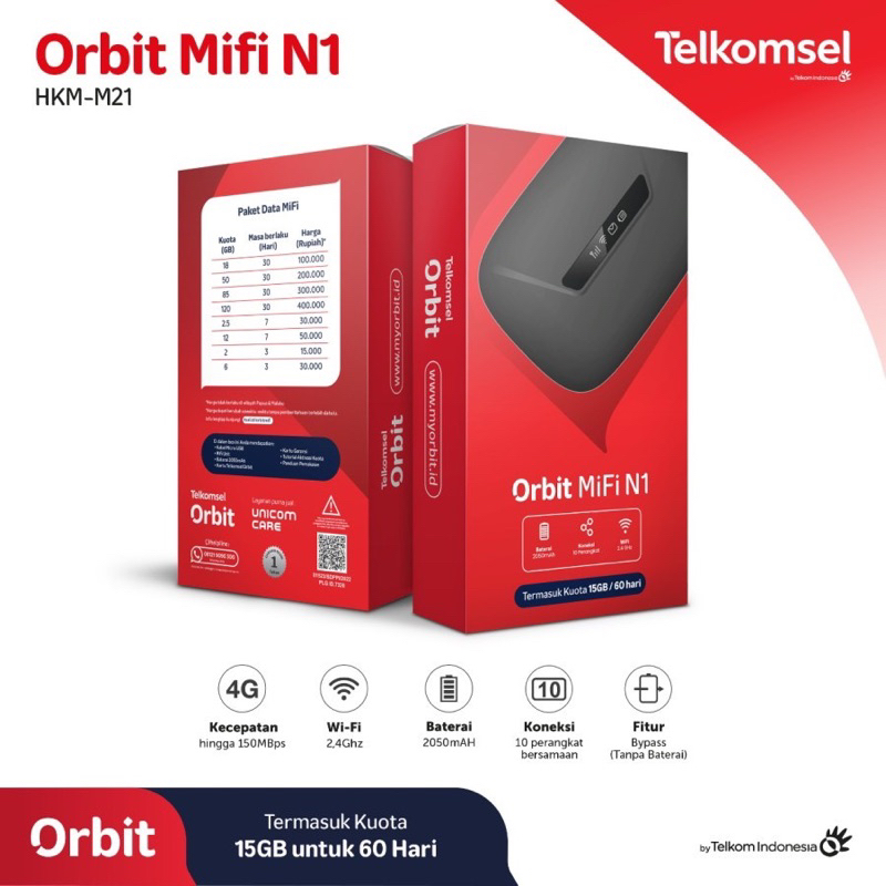 Jual Modem Hkm M21 Telkomsel Orbit Mifi N1 Wifi 4G Bypass Battery Free ...