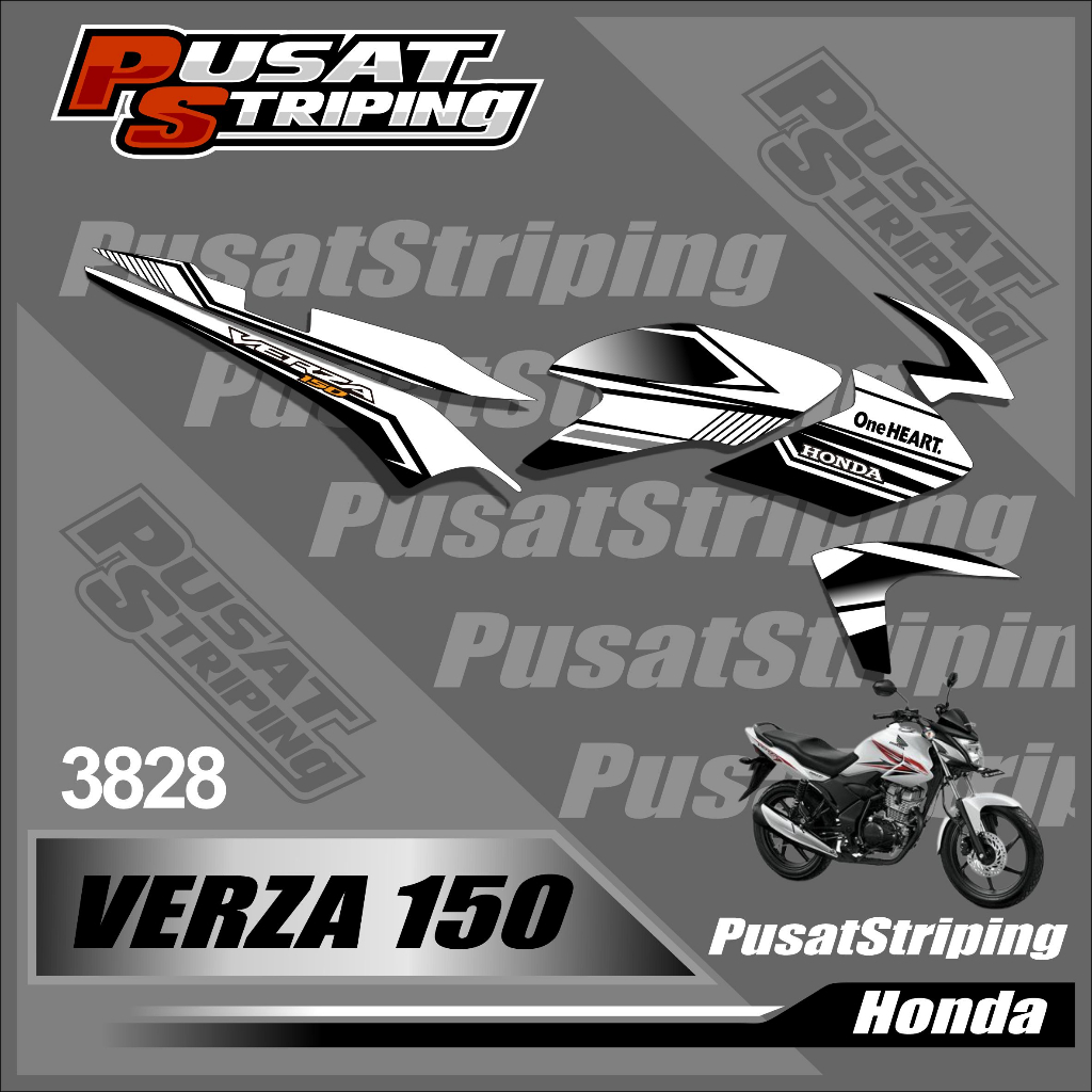 Jual 3828 Sticker striping motor Honda Verza 150 Stiker Semifull kanan ...